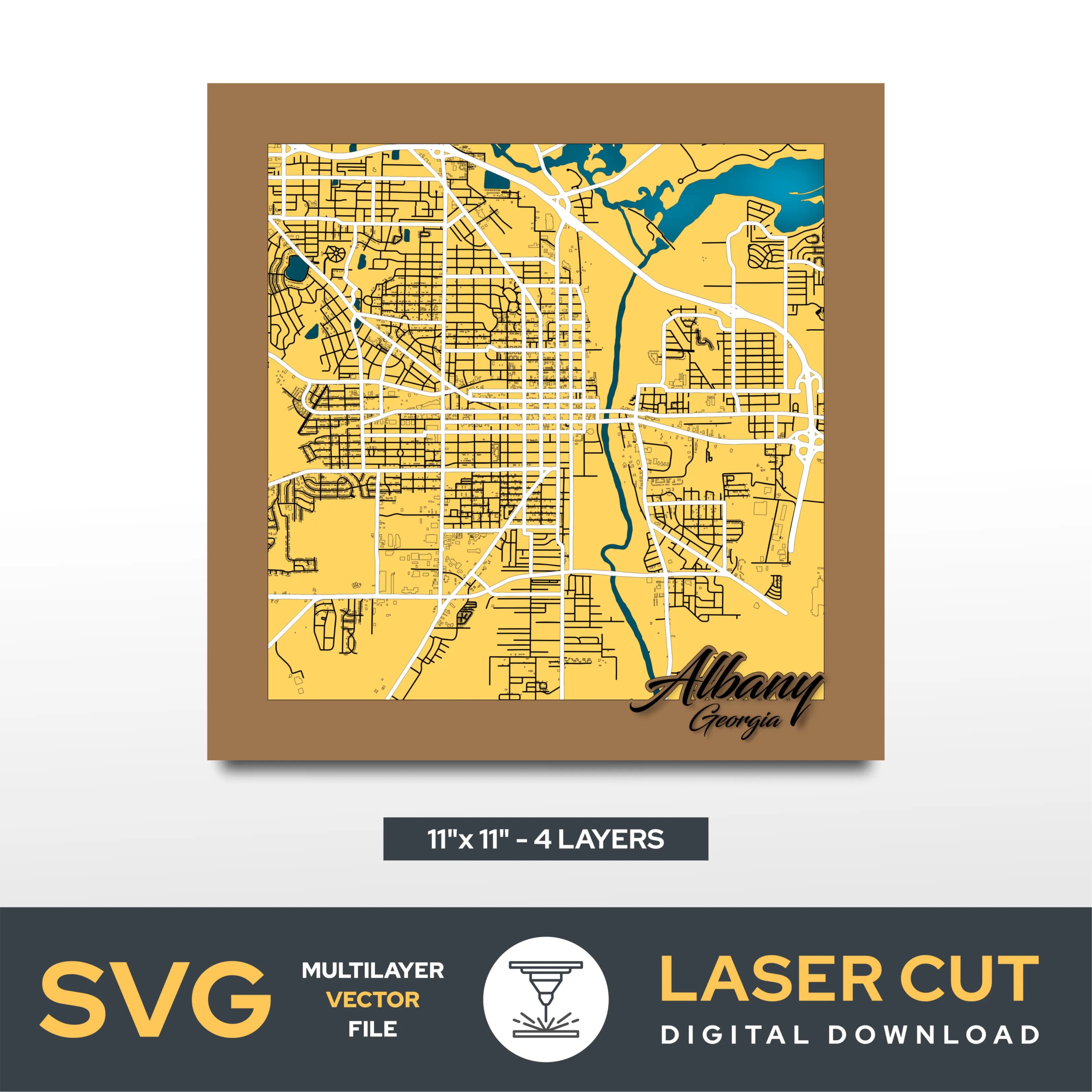 Albany Georgia Laser Cut File – Mapiqtura
