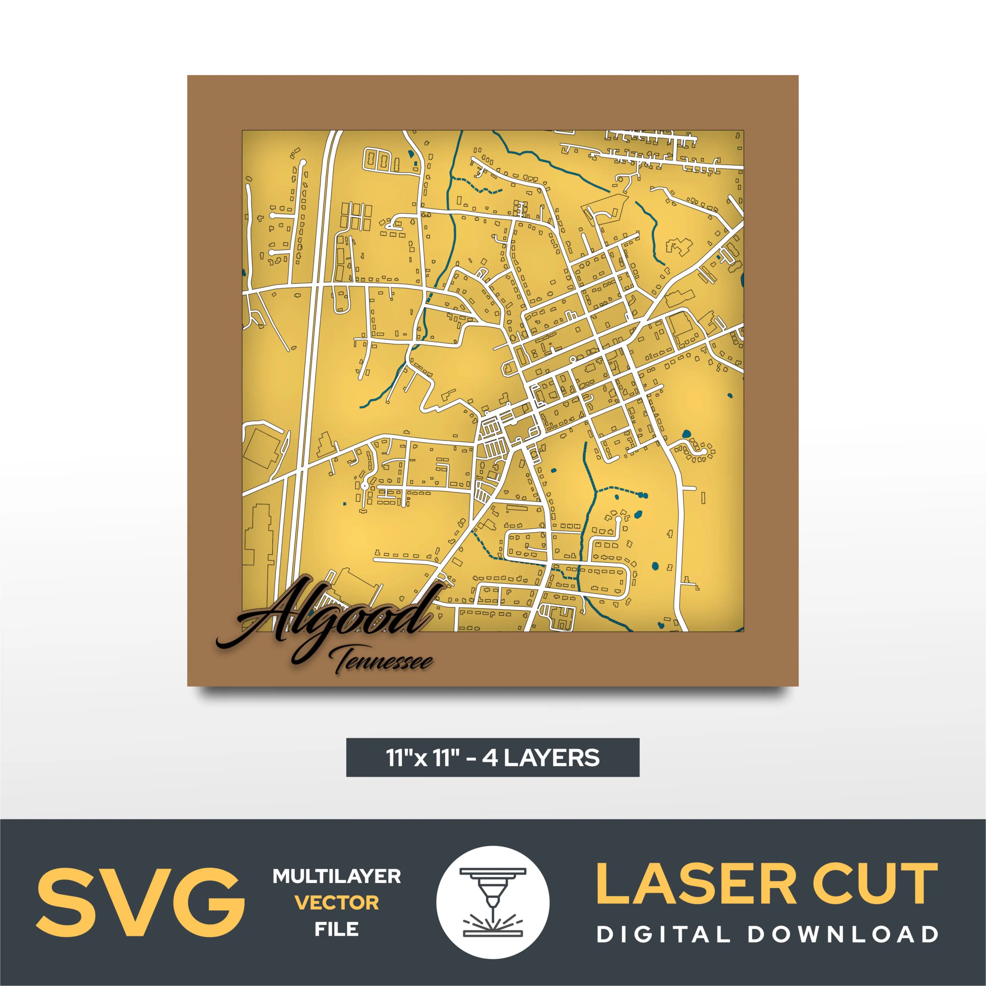 Algood Tennessee Laser Cut File – Mapiqtura
