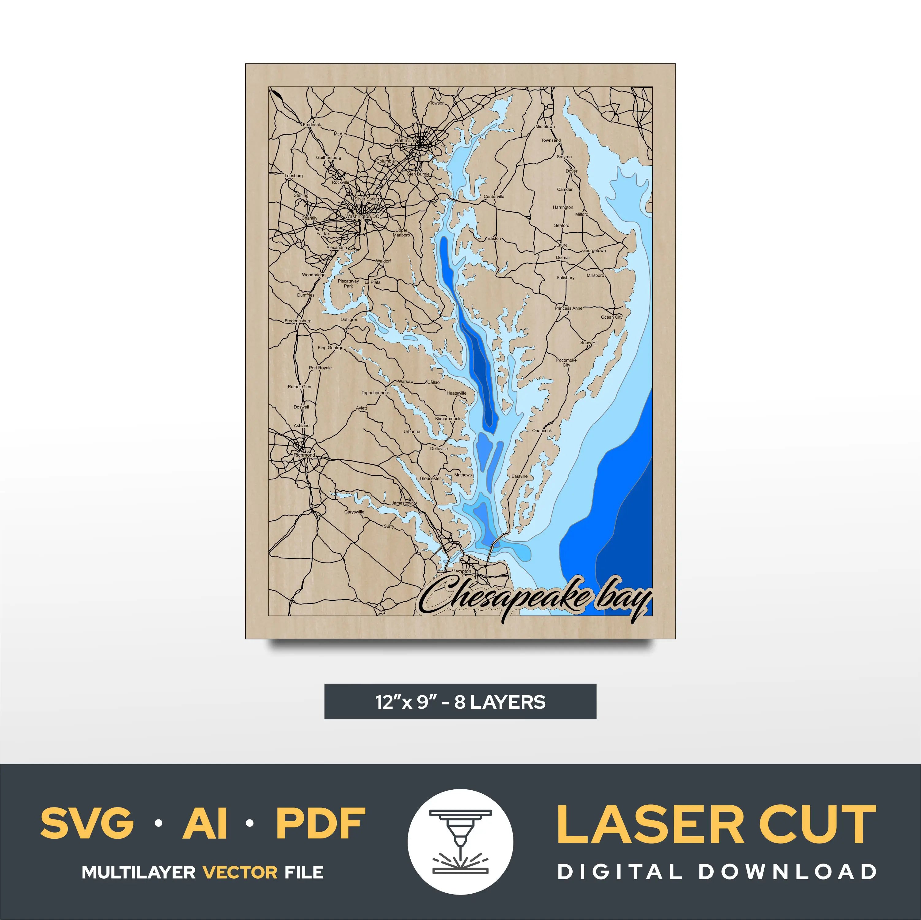 Chesapeake Bay Laser Cut File – Mapiqtura